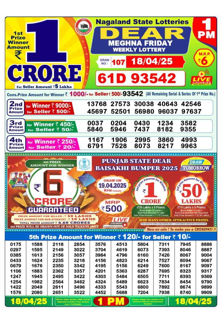 Dear Lottery Result Today 1PM, 6PM, 8PM 17-10-2025 Download